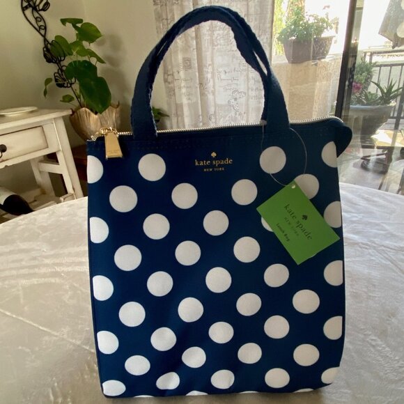 kate spade | Bags | Kate Spade Lunch Box Navy Blue Polka Dot | Poshmark